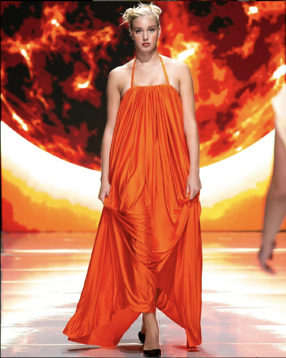 Carrot orange column dress – ShowHaus